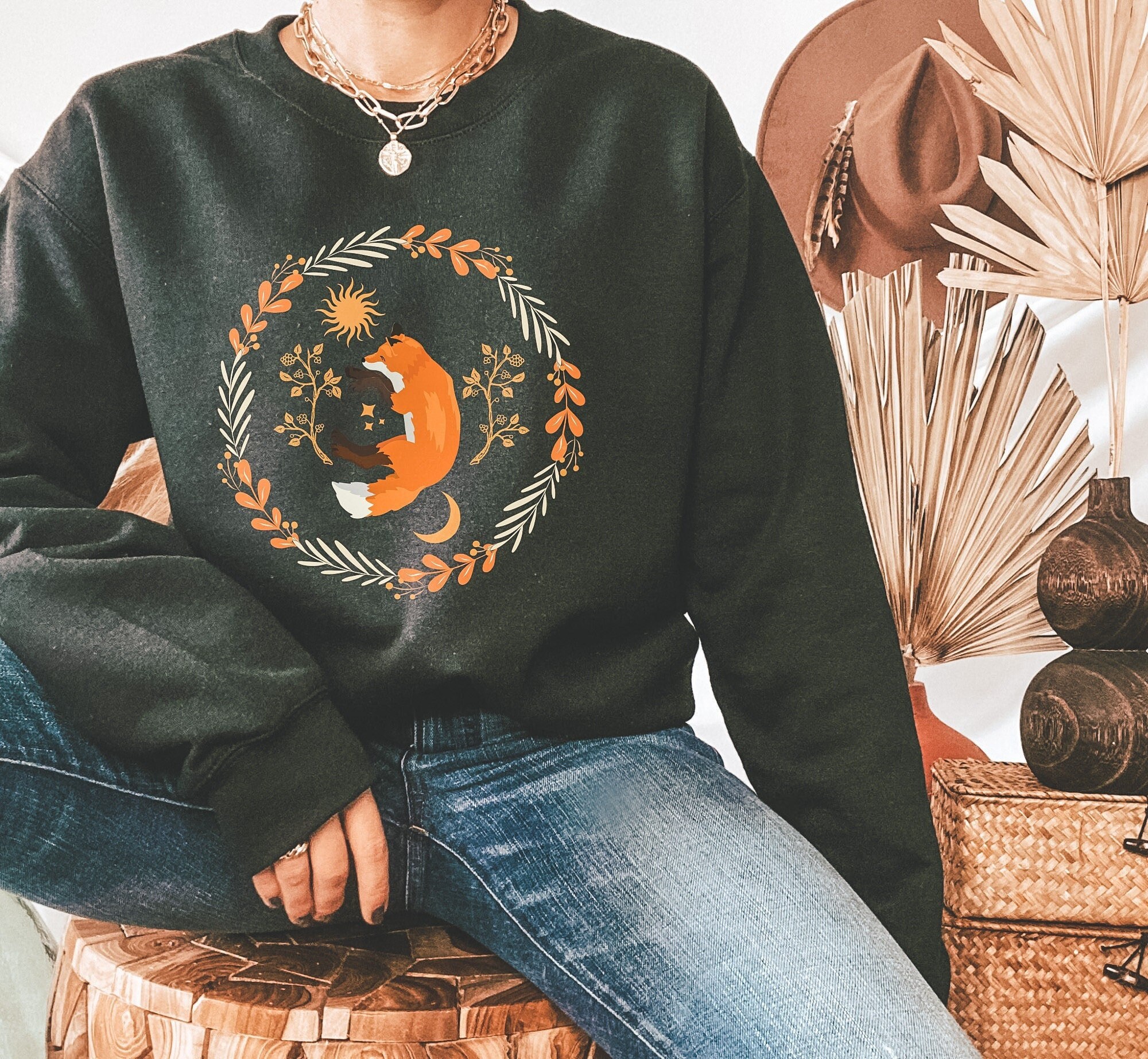 Cottagecore Fox Sweatshirt Cottagecore Clothes Botanical | Etsy