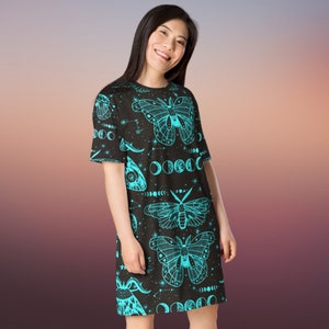 MOTH DRESS, Moon Phase Dress, Celestial Dark Academia Dress, Mystical ...