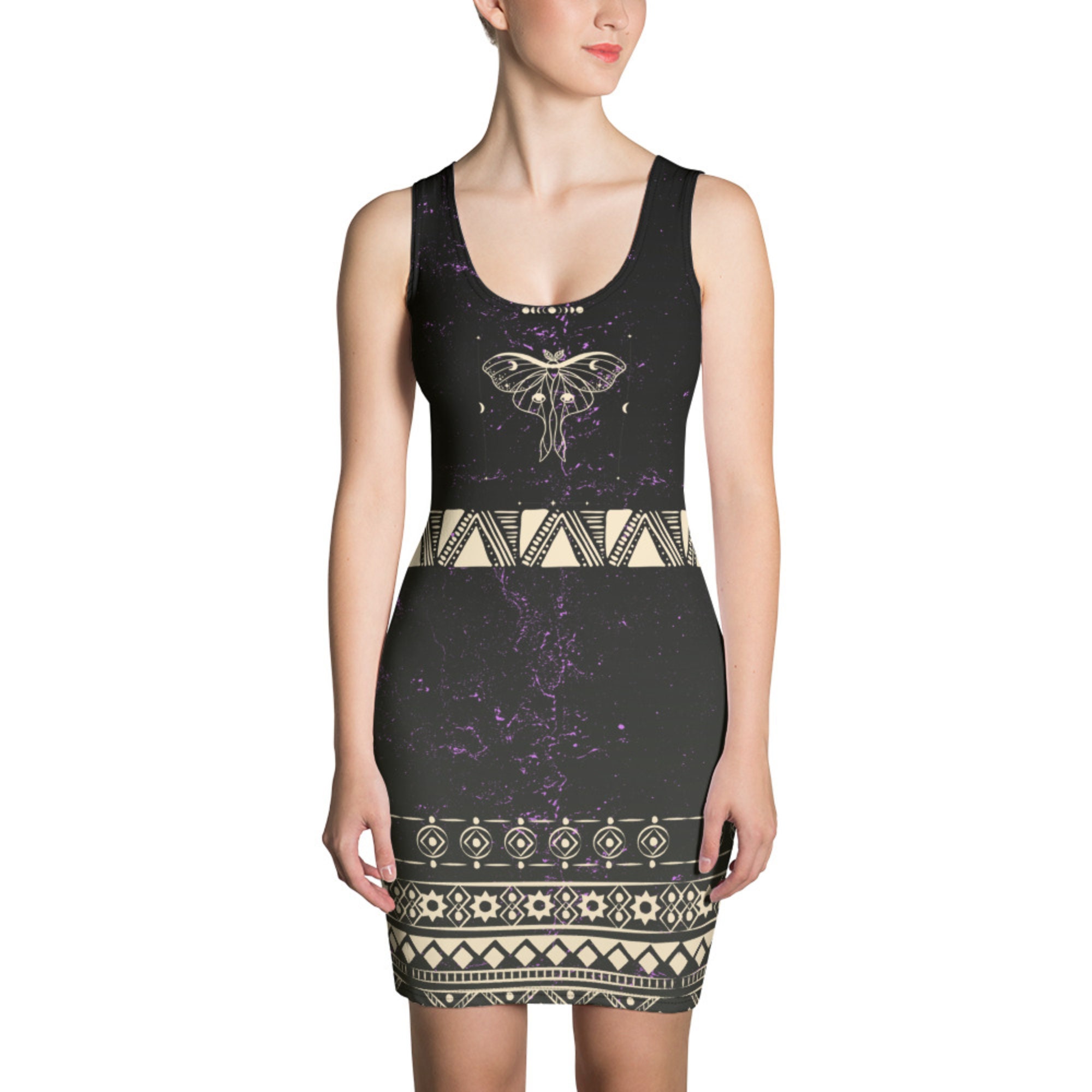 MOON PHASE DRESS Moth Dress Celestial Magic Dress Gothic - Etsy