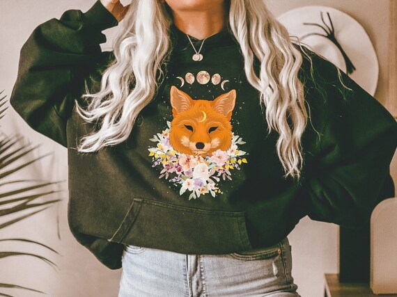 Cottagecore Fox Hoodie Cottagecore Clothes Celestial | Etsy