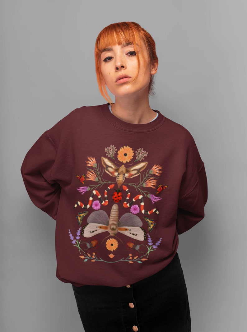 Dark Cottagecore Clothes Luna Moth Snake Mystical Sweatshirt | Etsy