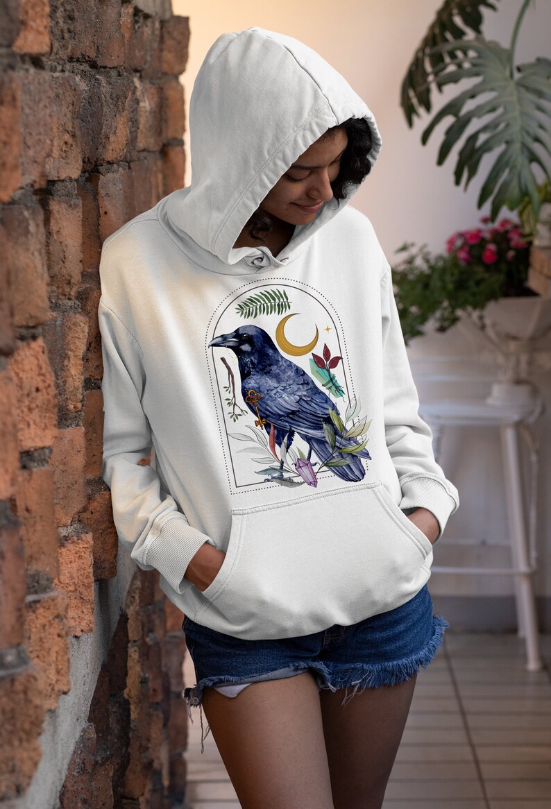 Raven Bird Hoodie Dark Academia Clothing Mystical Witchy - Etsy