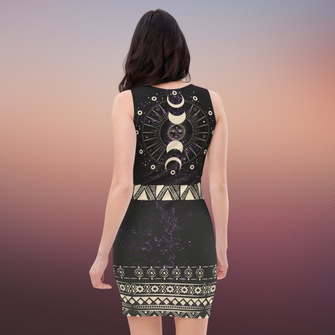 MOON PHASE DRESS Moth Dress Celestial Magic Dress Gothic - Etsy