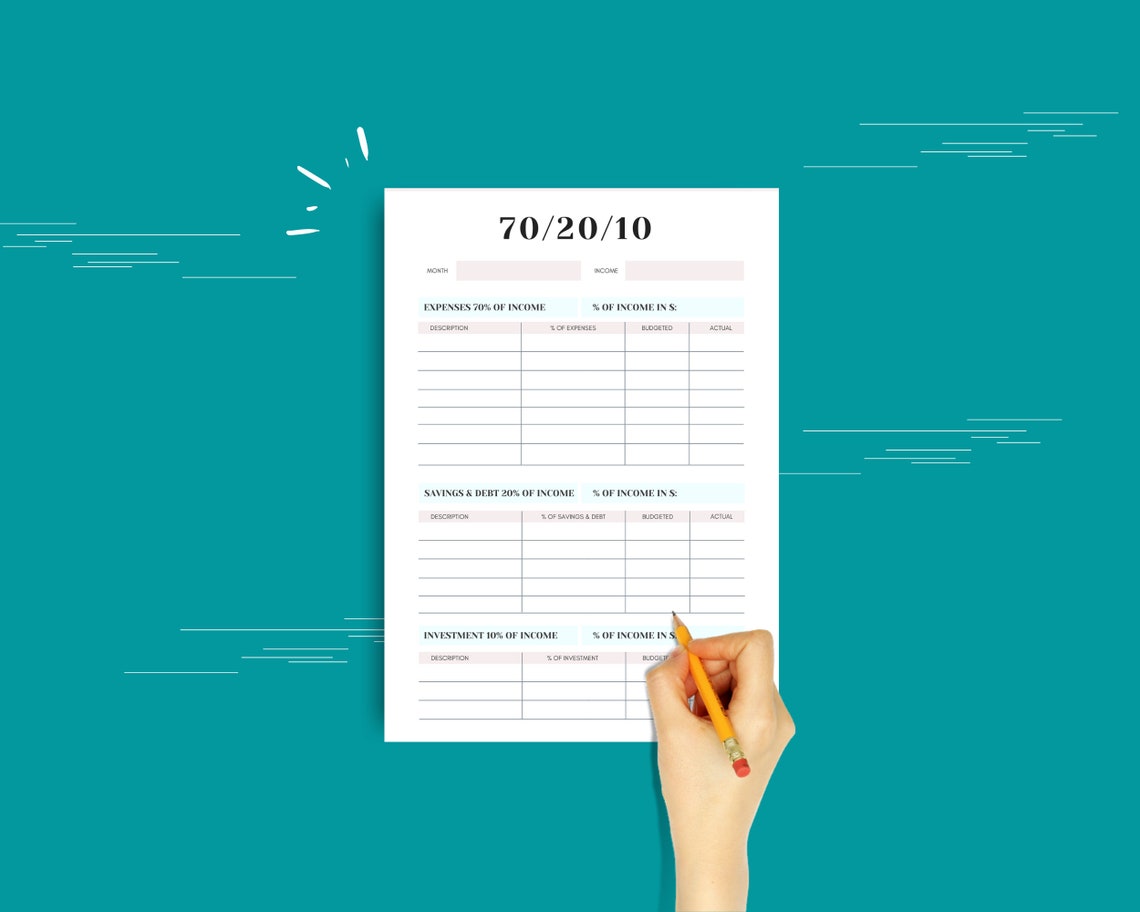 70 20 10 Budget Planner 70 20 10 Template 70 20 10 Method Etsy