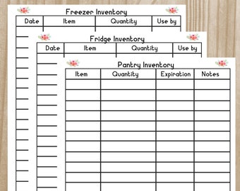 Kitchen Inventory Printable, Fridge, Freezer and Pantry Inventory ...
