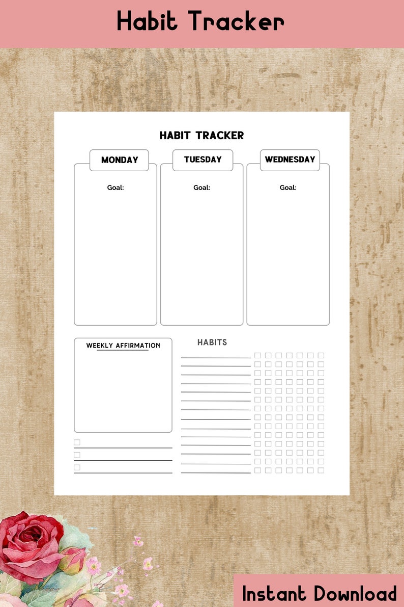 Weekly Habit Tracker Printable: Routine Planner (instant Download) - Etsy
