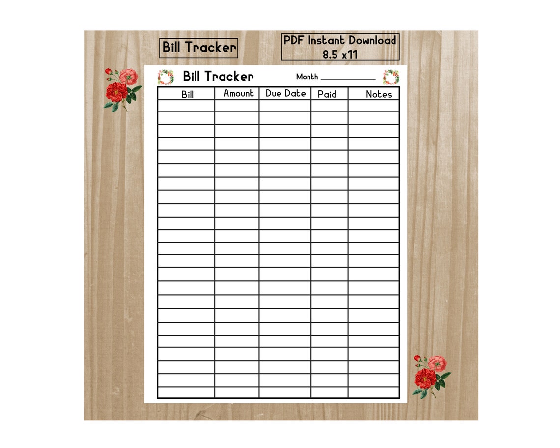 Bill Tracker Printable: Payment Organizer Sheet (PDF) - Etsy