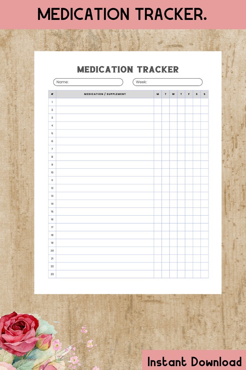 Medication Tracker Printable| Medication Log| Vitamin Tracker ...