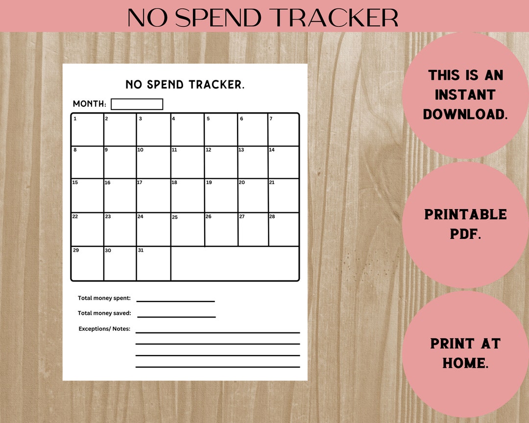 No Spend Challenge Tracker| Budgeting| Simple Budget Tracker| Printable ...