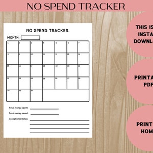No Spend Challenge Tracker| Budgeting| Simple Budget Tracker| Printable ...