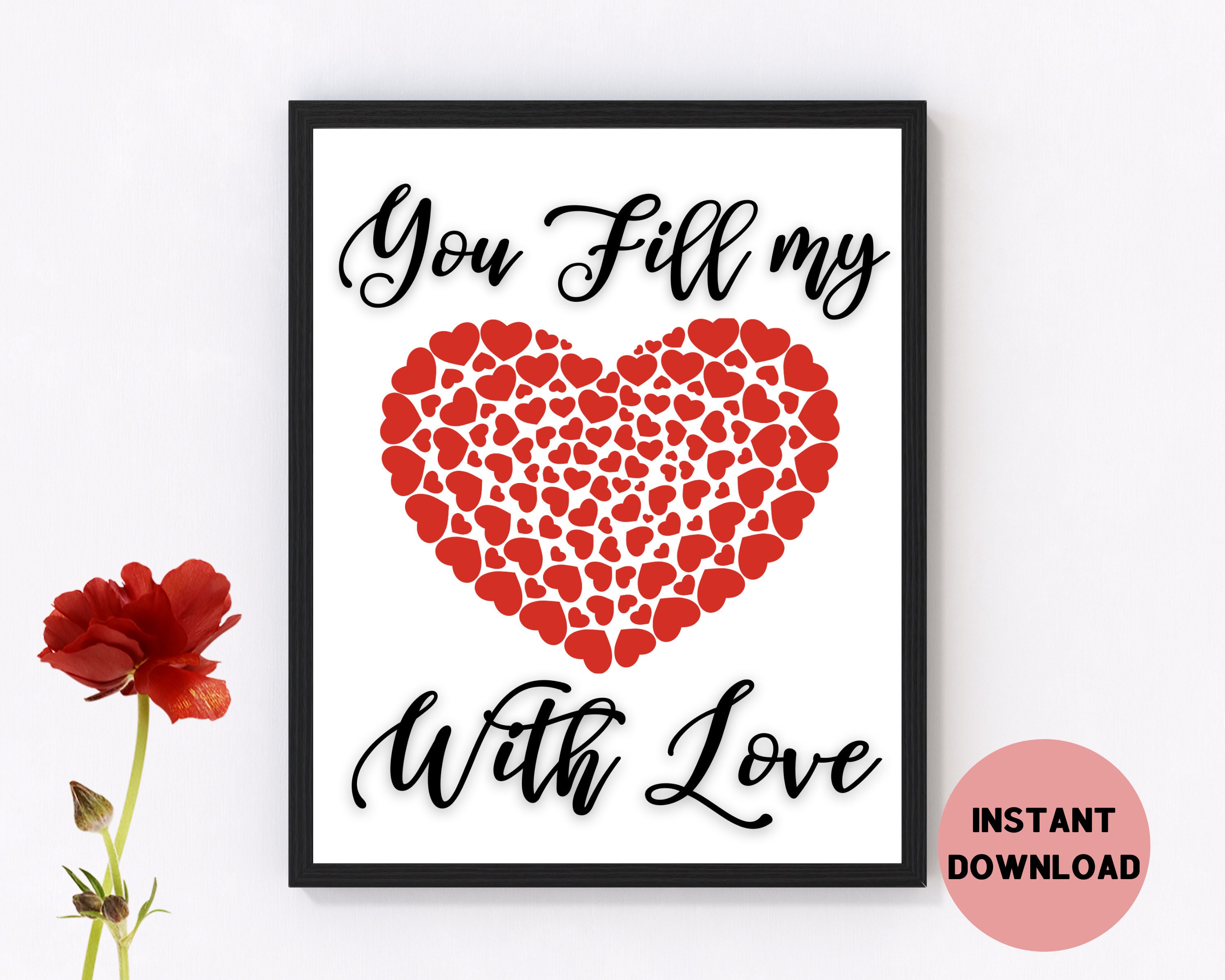 Love Print Valentines Day Wall Art Printable Red Heart Print You Fill ...