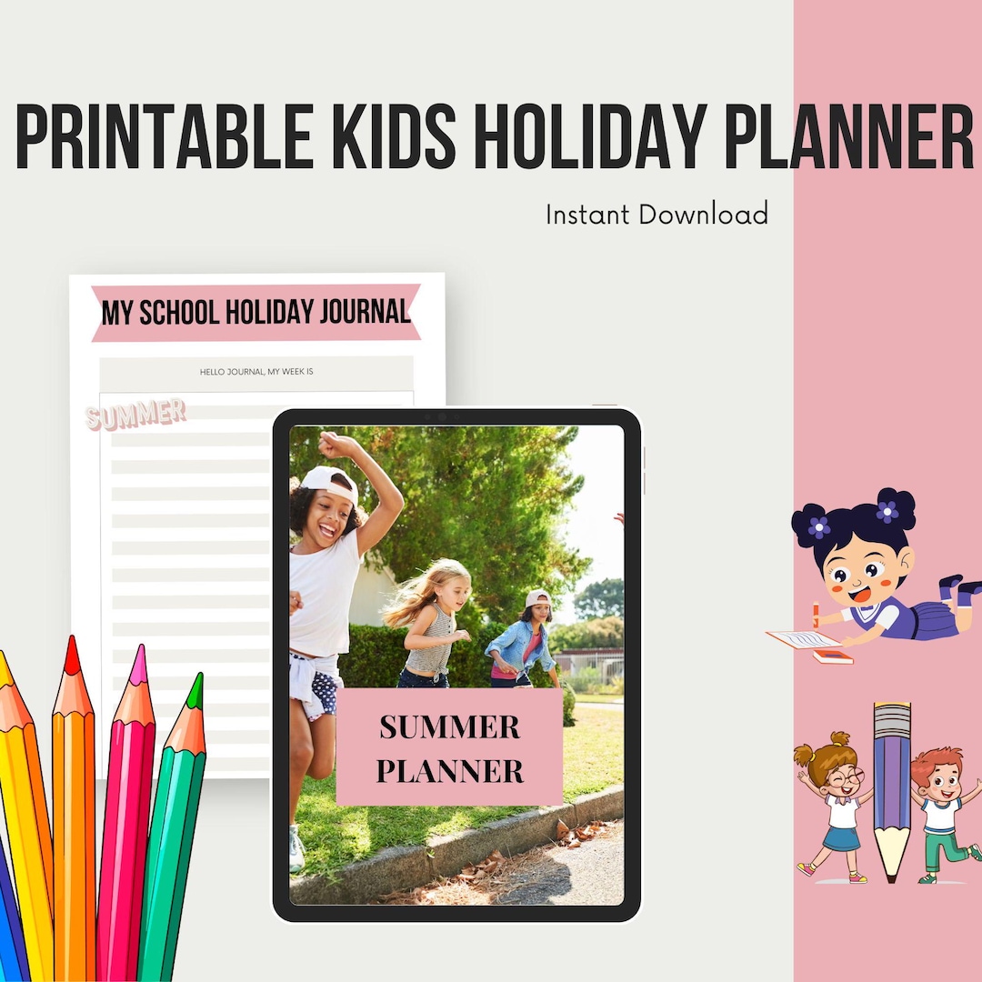 Digital Instant Download Editable Kids School Holiday Printable Planner ...