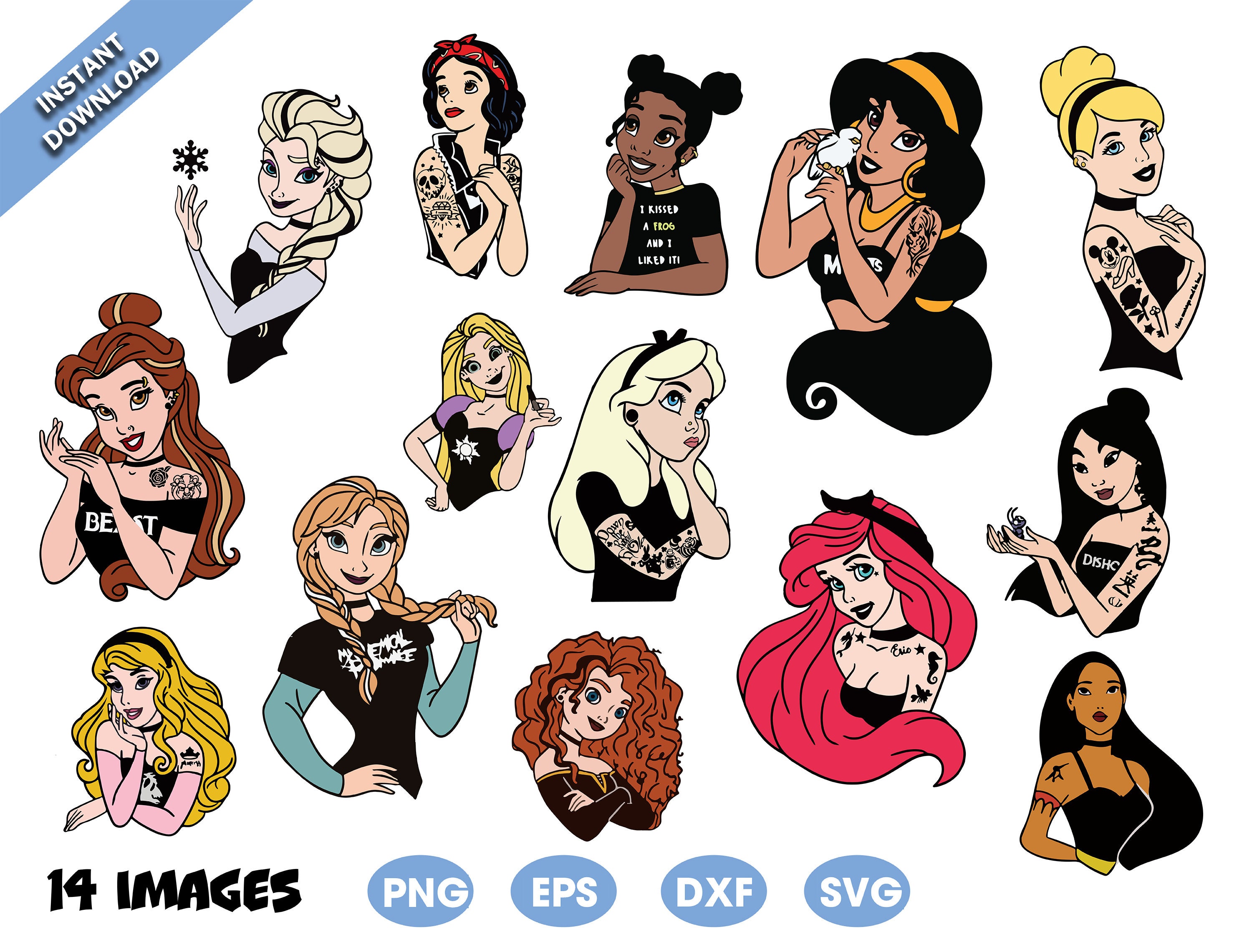 Disney Princesses Svg Bundle Disney Princess Clipart Princesses Svg Images