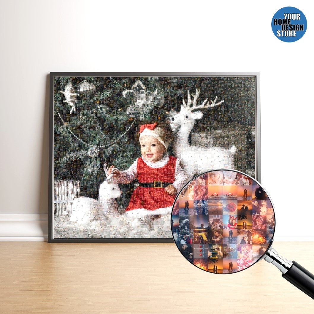First Baby Mosaic Photo, Newborn Baby Portrait, Newborn Gift, Baby ...