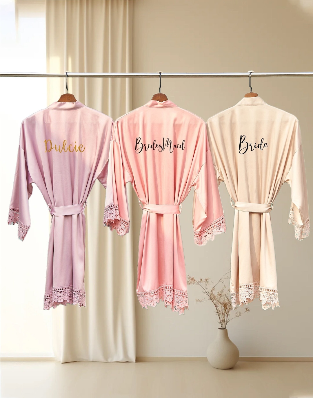 Customized Bride Robe-silky Lace Robe-bridesmaid Robes-bridesmaid Gifts ...