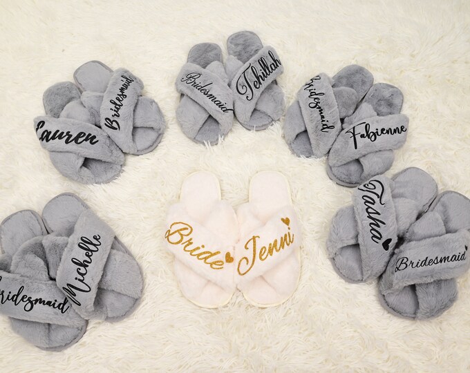 Bride Bridesmaid Slippers-bridal Shower Gift-bridesmaid Gift ...