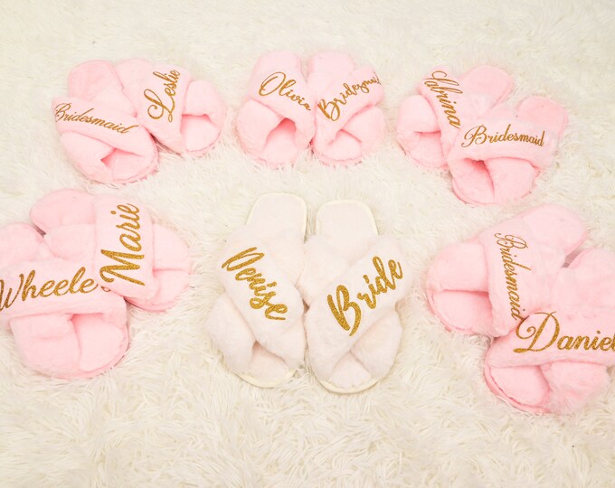 Bride Bridesmaid Slippers-bridal Shower Gift-bridesmaid Gift ...