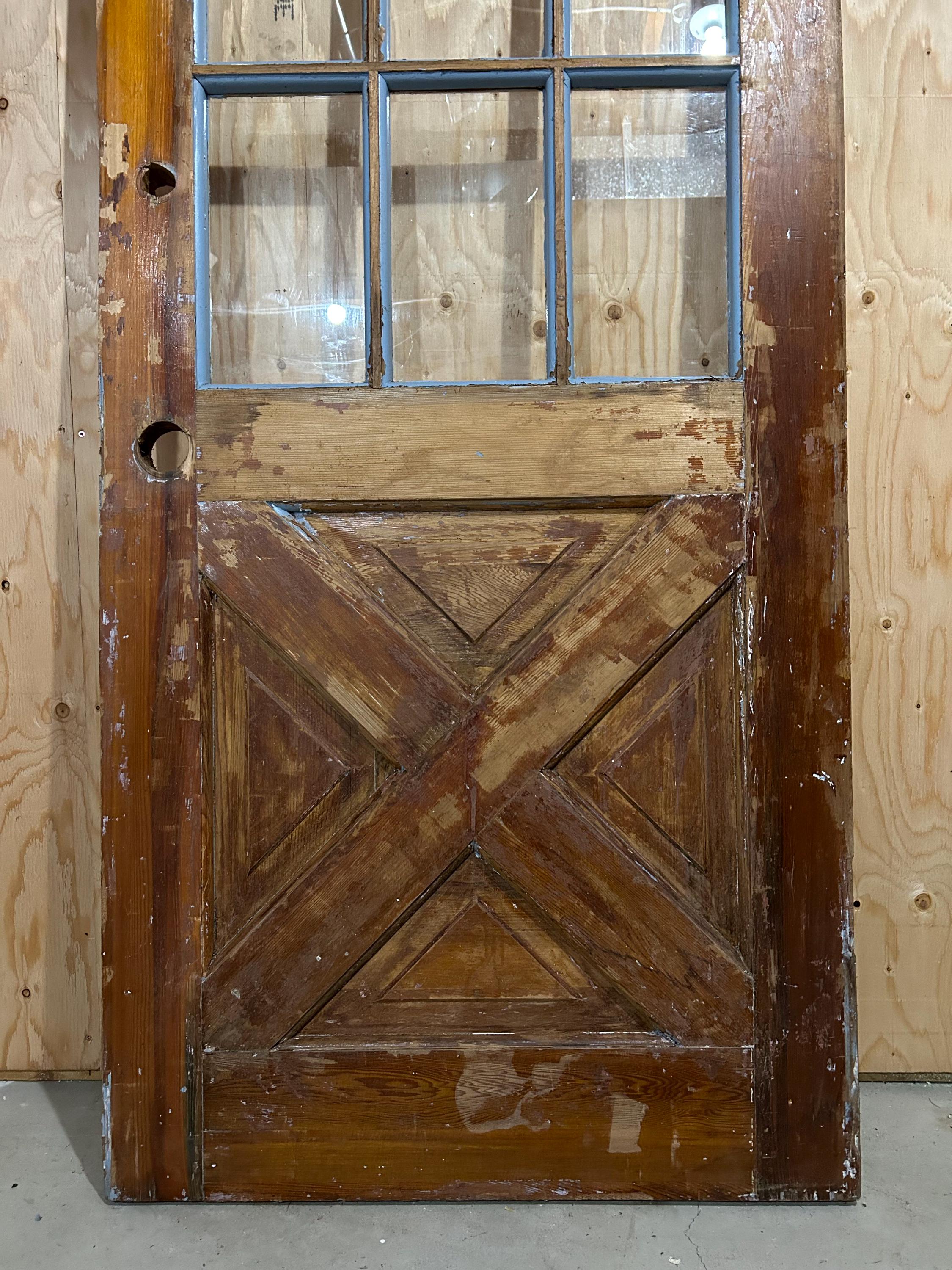 Antique Cross Buck Exterior Door: 9-light Glass, Farmhouse Salvage ...