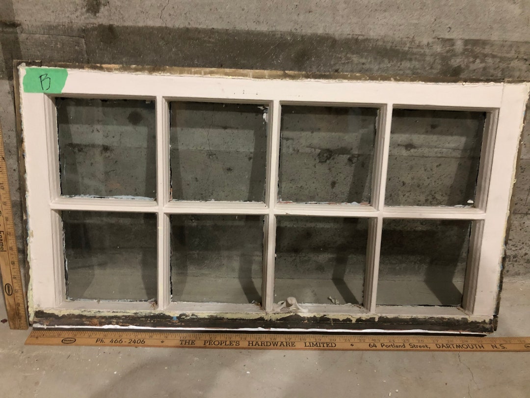 Antique Wood Farmhouse Window Sash Frame 8 Pane Wavy Glass, Restoration ...
