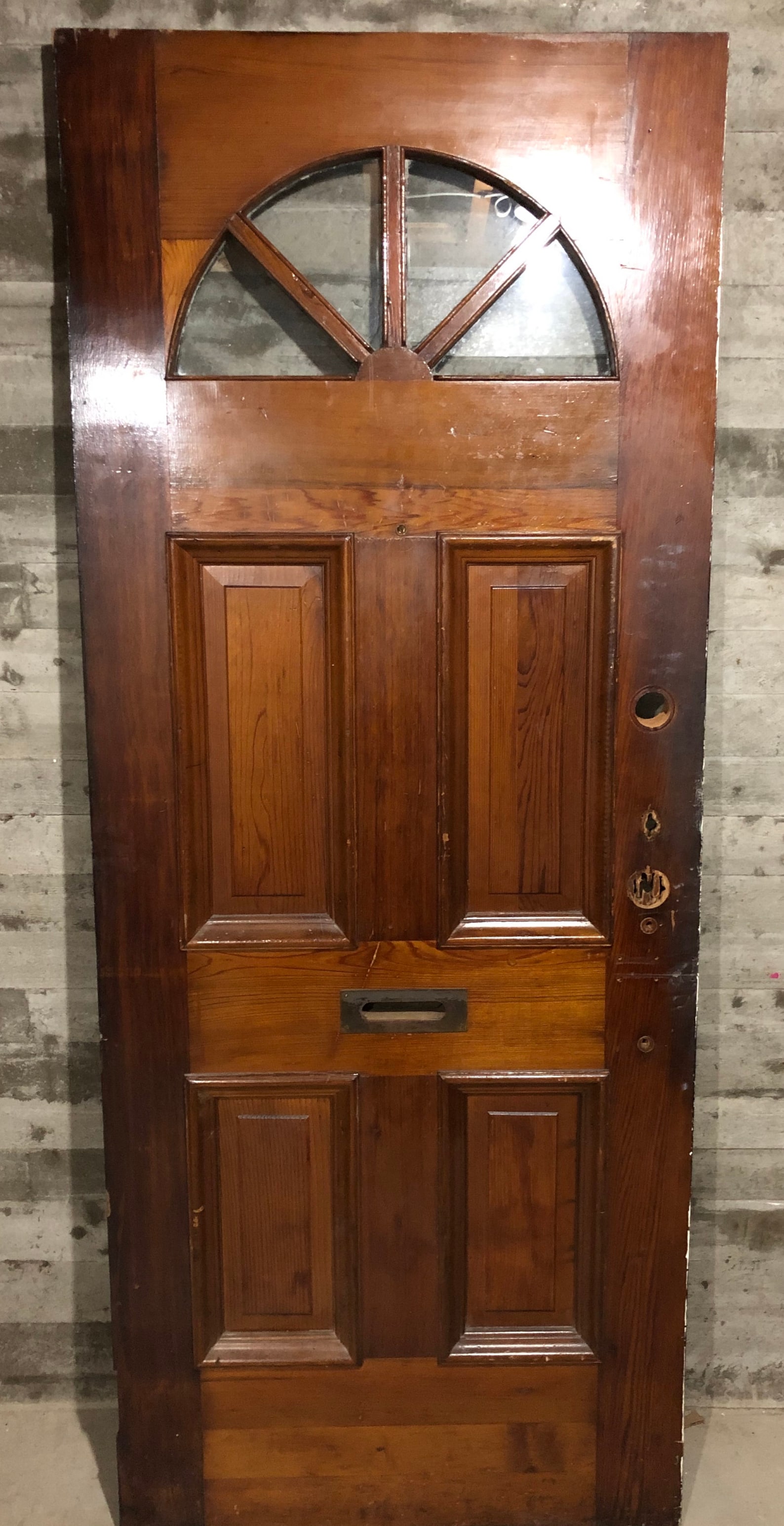 Antique Exterior Stained Wood French Entry Door /w Half-moon | Etsy