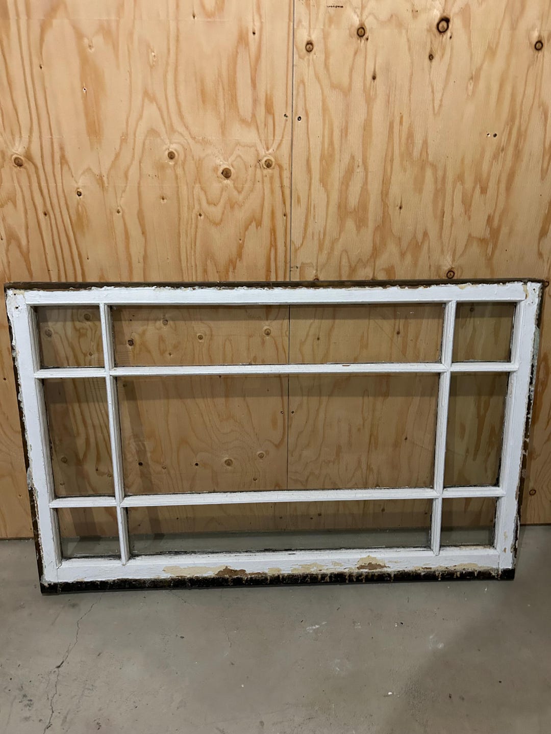 Antique Wood Farmhouse Window Sash Frame 9 Pane Clear Glass ...
