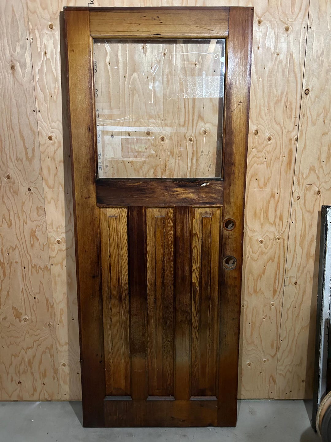 Antique Wood Entry Door: Farmhouse Salvaged Glass Panel (32x80) - Etsy