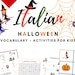 ITALIAN Halloween Printable Vocabulary Activities for KIDS! Flashcards ...