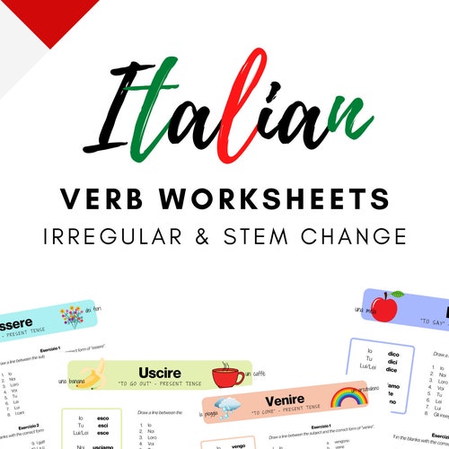 ITALIAN Verb Worksheets Irregular and Stem Change Verbs - Etsy