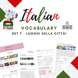ITALIAN Vocabulary Sheets Set 7 Luoghi Della Città / Places in the City ...
