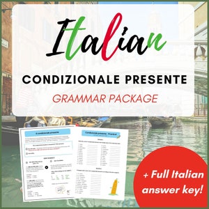 Italian Conditional Verbs Condizionale Grammar & Reference Sheets ...