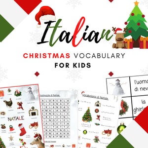 ITALIAN Christmas Vocabulary Activities for KIDS! Flashcards, Word ...