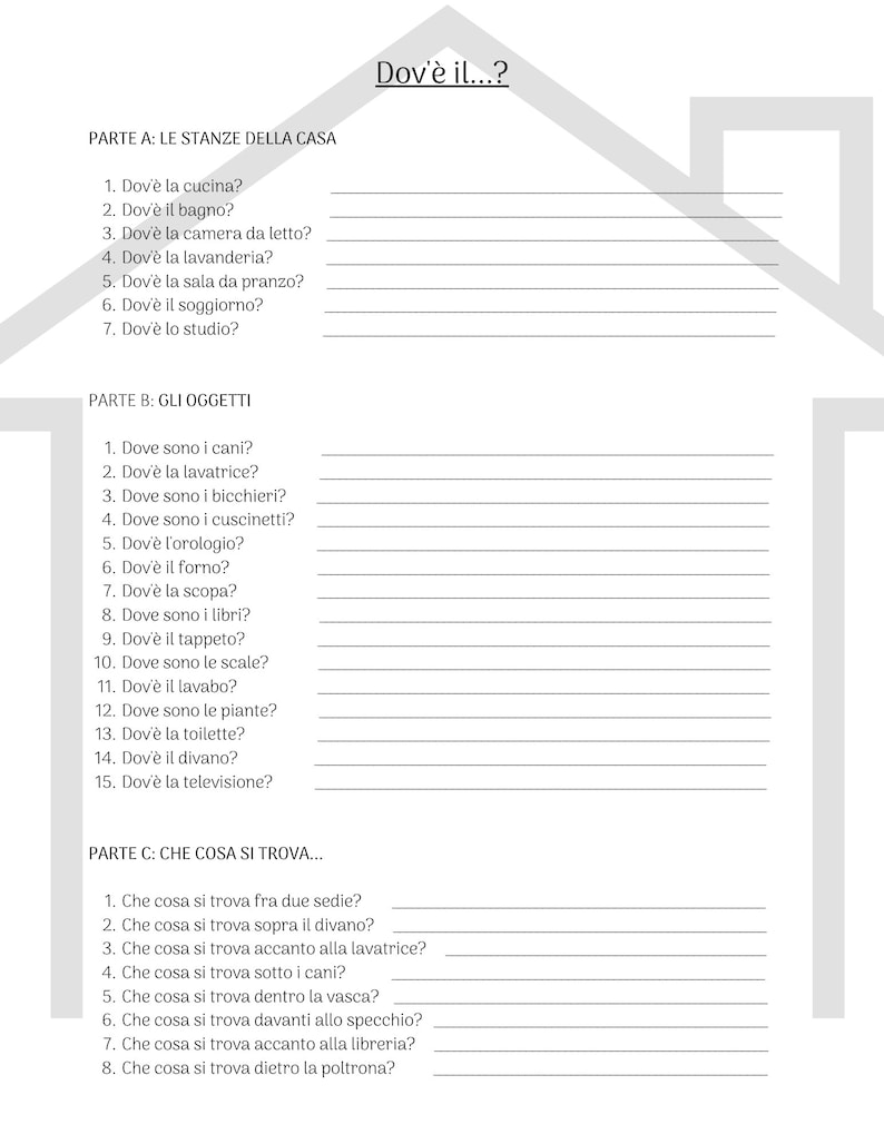 Italian House Vocabulary Flashcards - Italian Prepositions, Homeschool ...