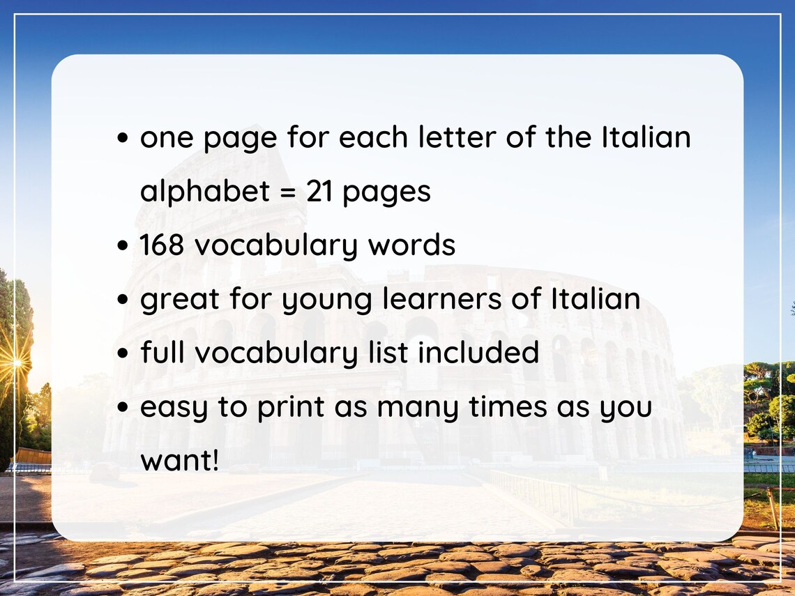 ITALIAN Vocabulary Colouring Pages - Italian Coloring Book - Italian ...