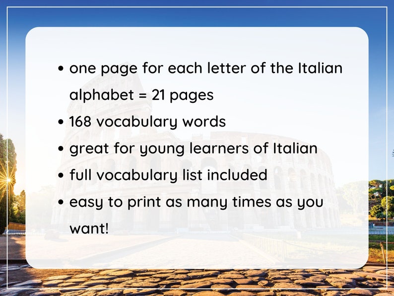 ITALIAN Vocabulary Colouring Pages - Italian Coloring Book - Italian ...