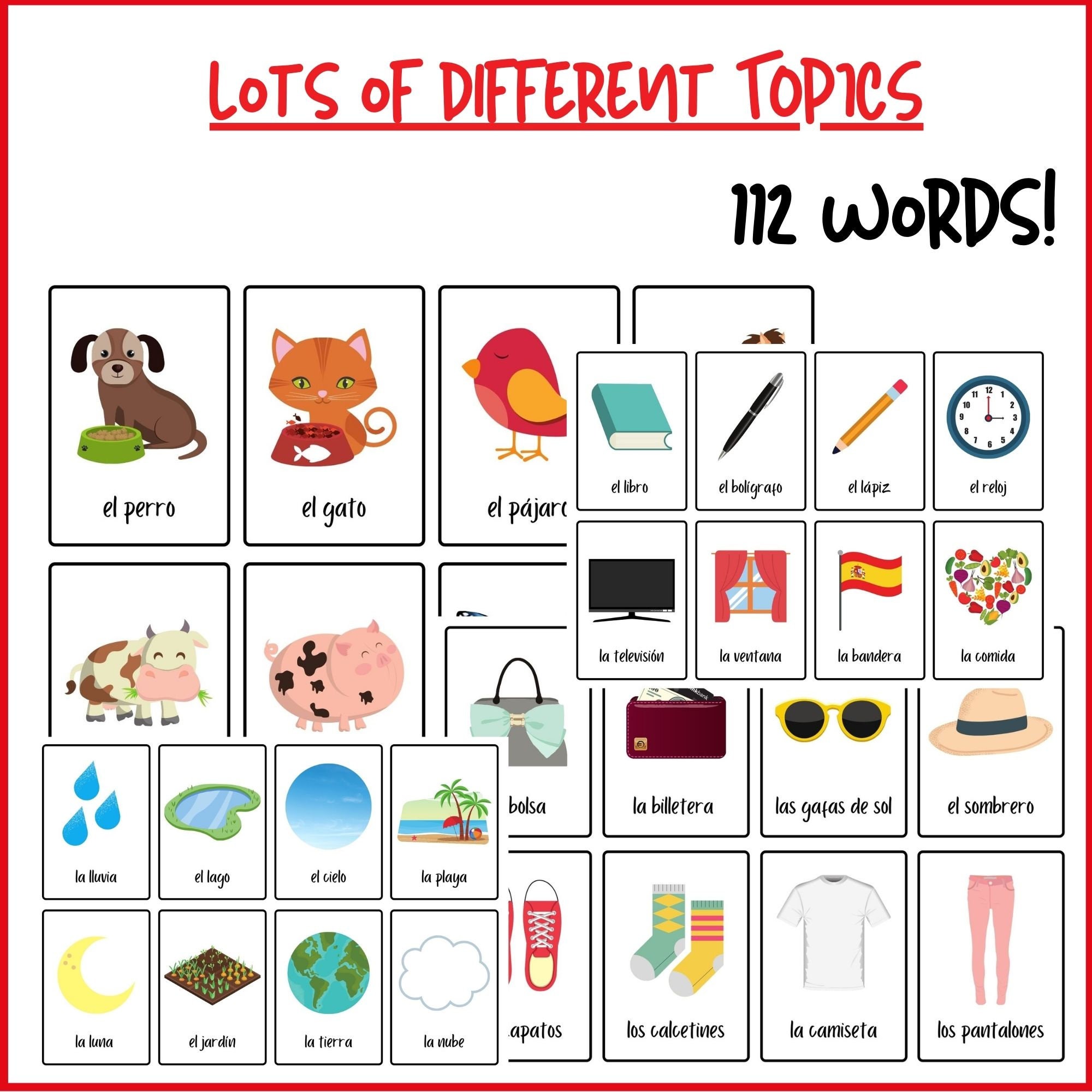 Spanish Flashcards - 112 Common Spanish Words - Spanish for Beginners ...