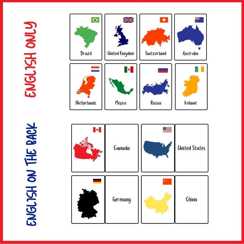 English / ESL Flashcards - Vocabulary Flashcards for Kids - Countries ...