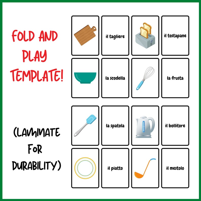 Italian Flashcards - House Vocabulary Flashcards for Kids (56 Words ...