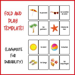 French Beach Theme Flashcards for Kids - French Vocabulary Practice for ...