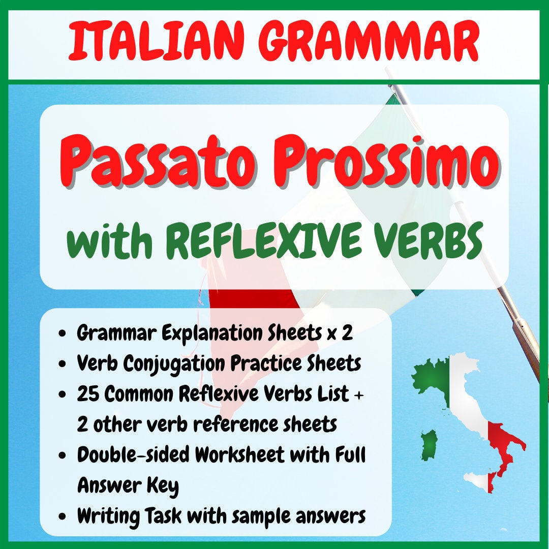 Italian Passato Prossimo with Reflexive Verbs Grammar & - Etsy Australia