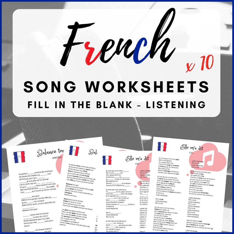 French Song Worksheets - Learn French - Fill in the Blanks Exercises ...