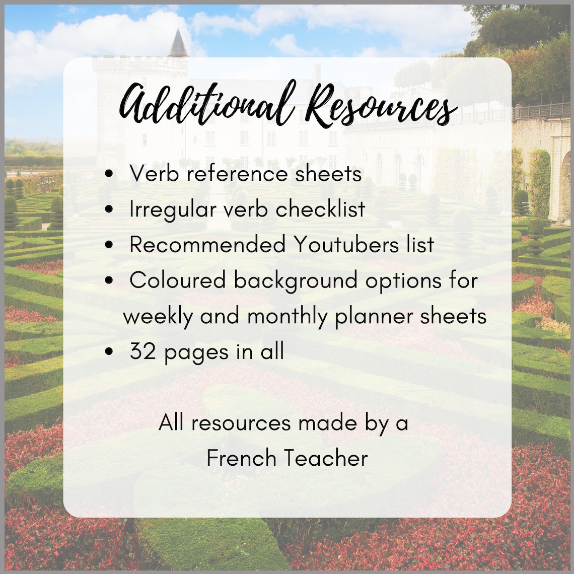 French Printable Language and Study Planner - Verb Practice, Templates ...