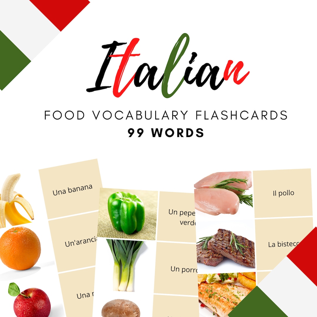 99 ITALIAN Food Flashcards - PDF Download - Etsy