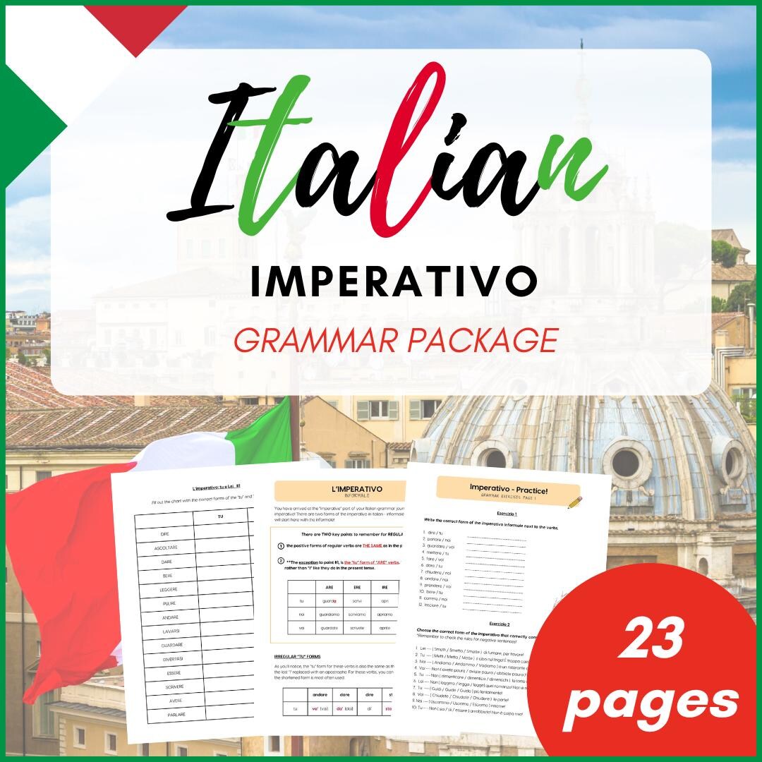 Italian Imperative Verbs - Imperativo - Grammar & Reference Sheets ...