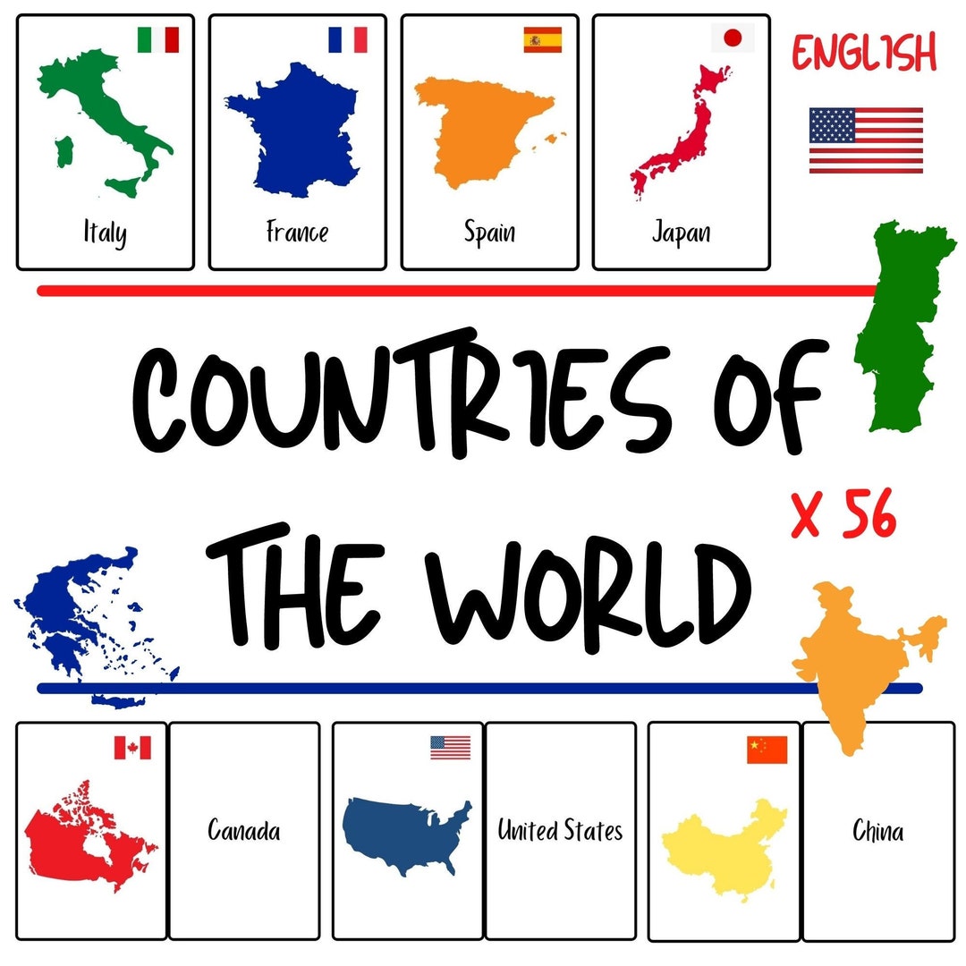 English / ESL Flashcards - Vocabulary Flashcards for Kids - Countries ...