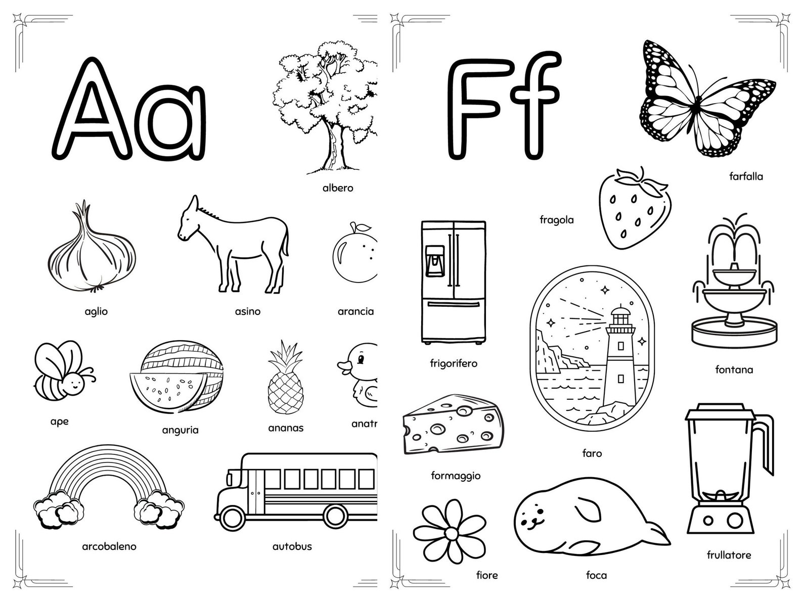 ITALIAN Vocabulary Colouring Pages - Italian Coloring Book - Italian ...