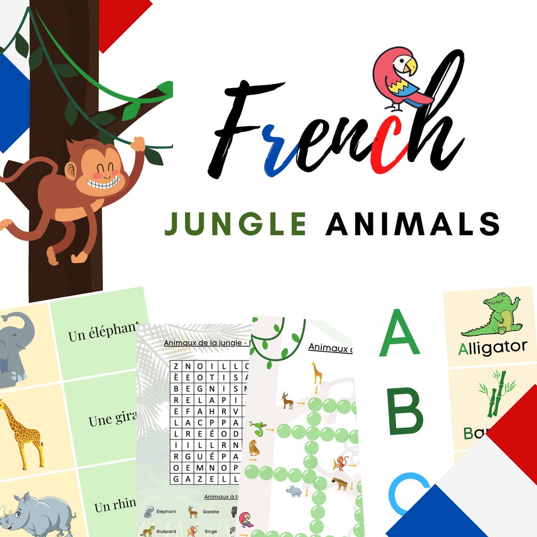 FRENCH Jungle Animal Vocabulary + Activities for Kids! - PDF Download ...