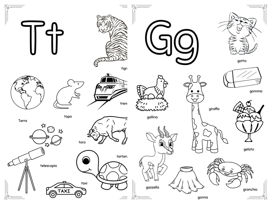 ITALIAN Vocabulary Colouring Pages - Italian Coloring Book - Italian ...