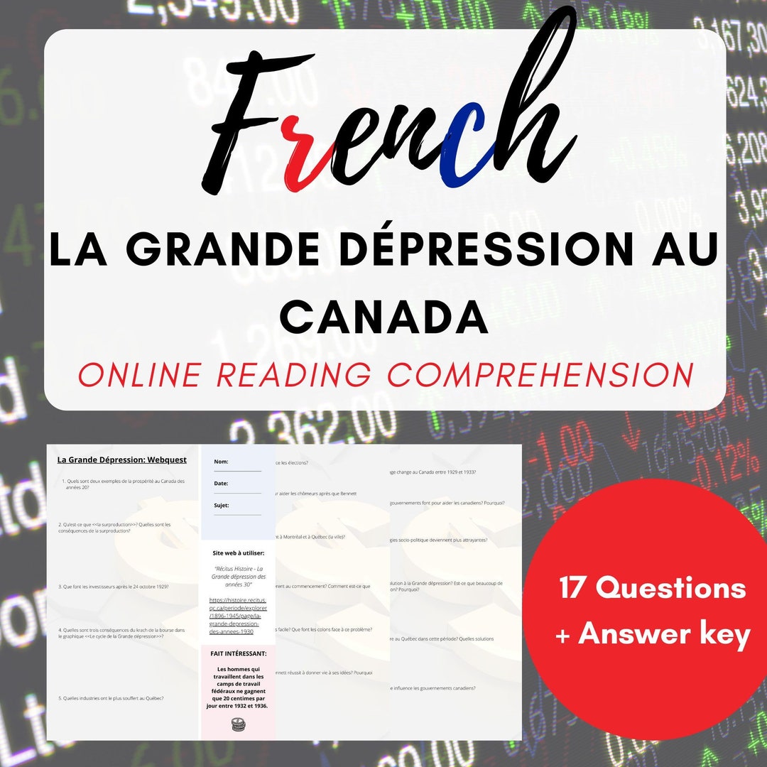 French Reading Comprehension - La Grande Dépression Webquest - French ...