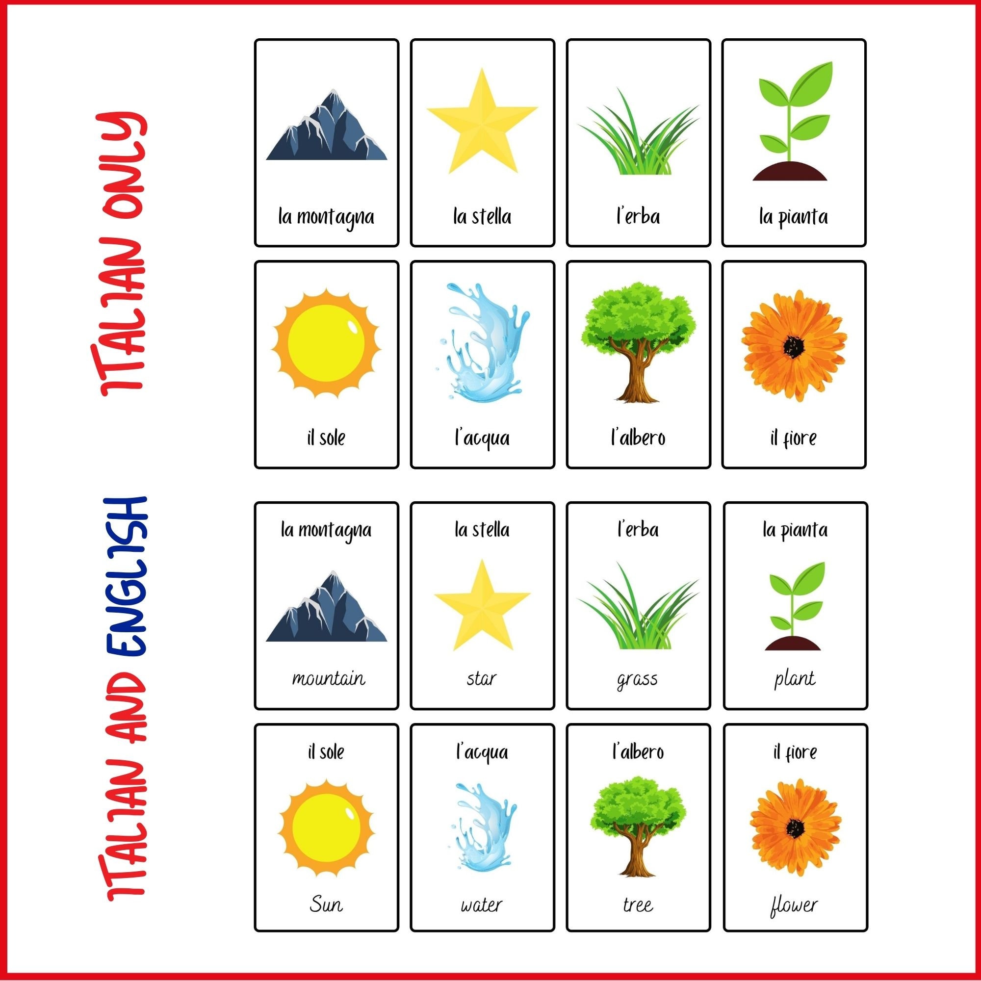 Italian Flashcards - 112 Common Italian Words - Italian for Beginners ...