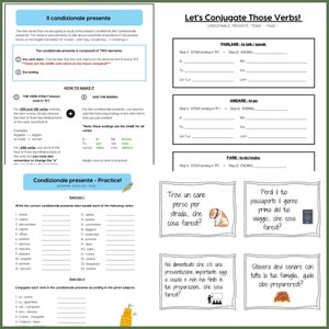 Italian Conditional Verbs - Condizionale - Grammar & Reference Sheets ...